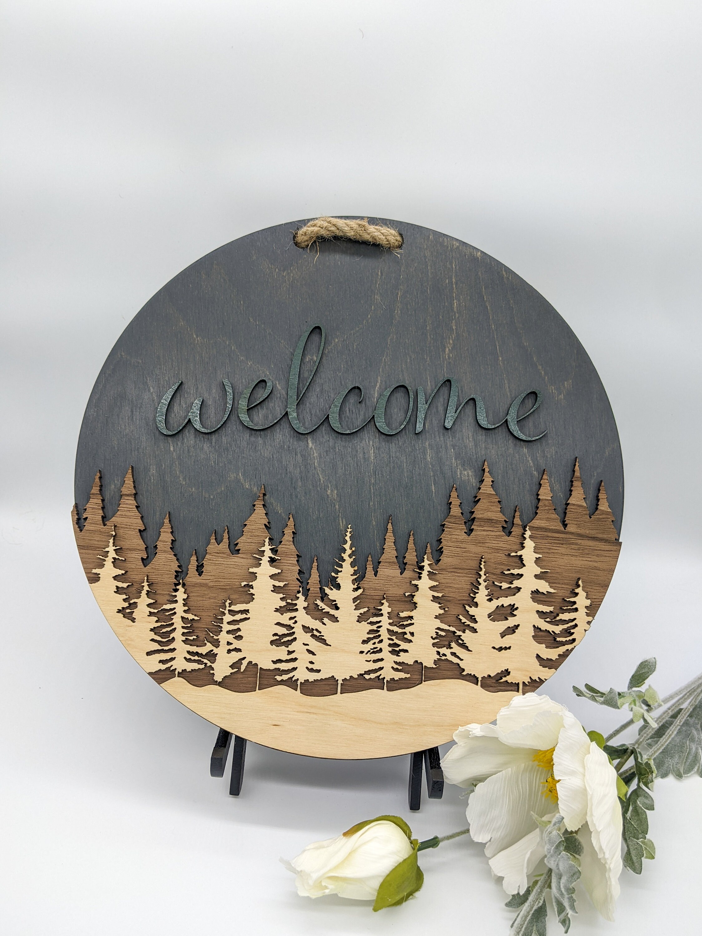 Welcome Sign Forest Sign Round Sign Housewarming Gift Tree - Etsy