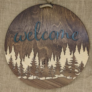 Welcome Sign, Forest Sign, Round Sign, Housewarming Gift, Tree Sign ...