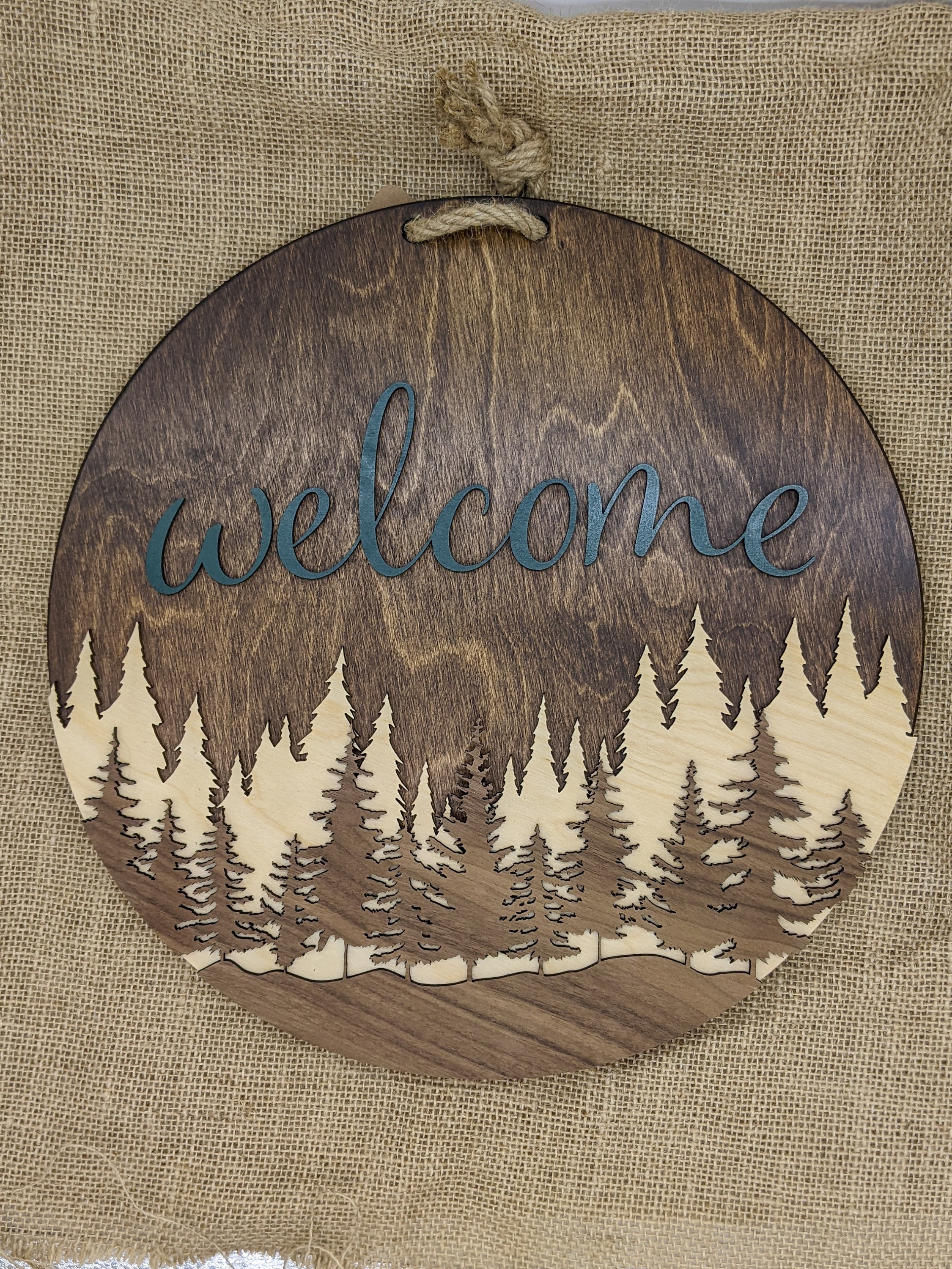 Welcome Sign, Forest Sign, Round Sign, Housewarming Gift, Tree Sign ...