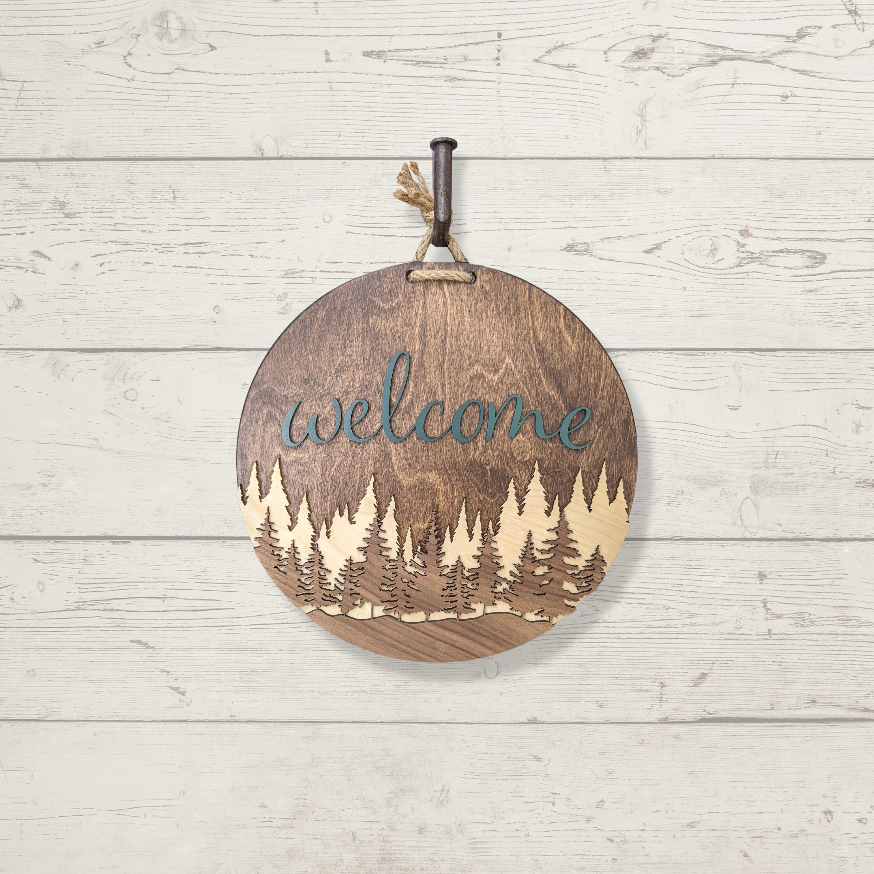 Welcome Sign, Forest Sign, Round Sign, Housewarming Gift, Tree Sign ...