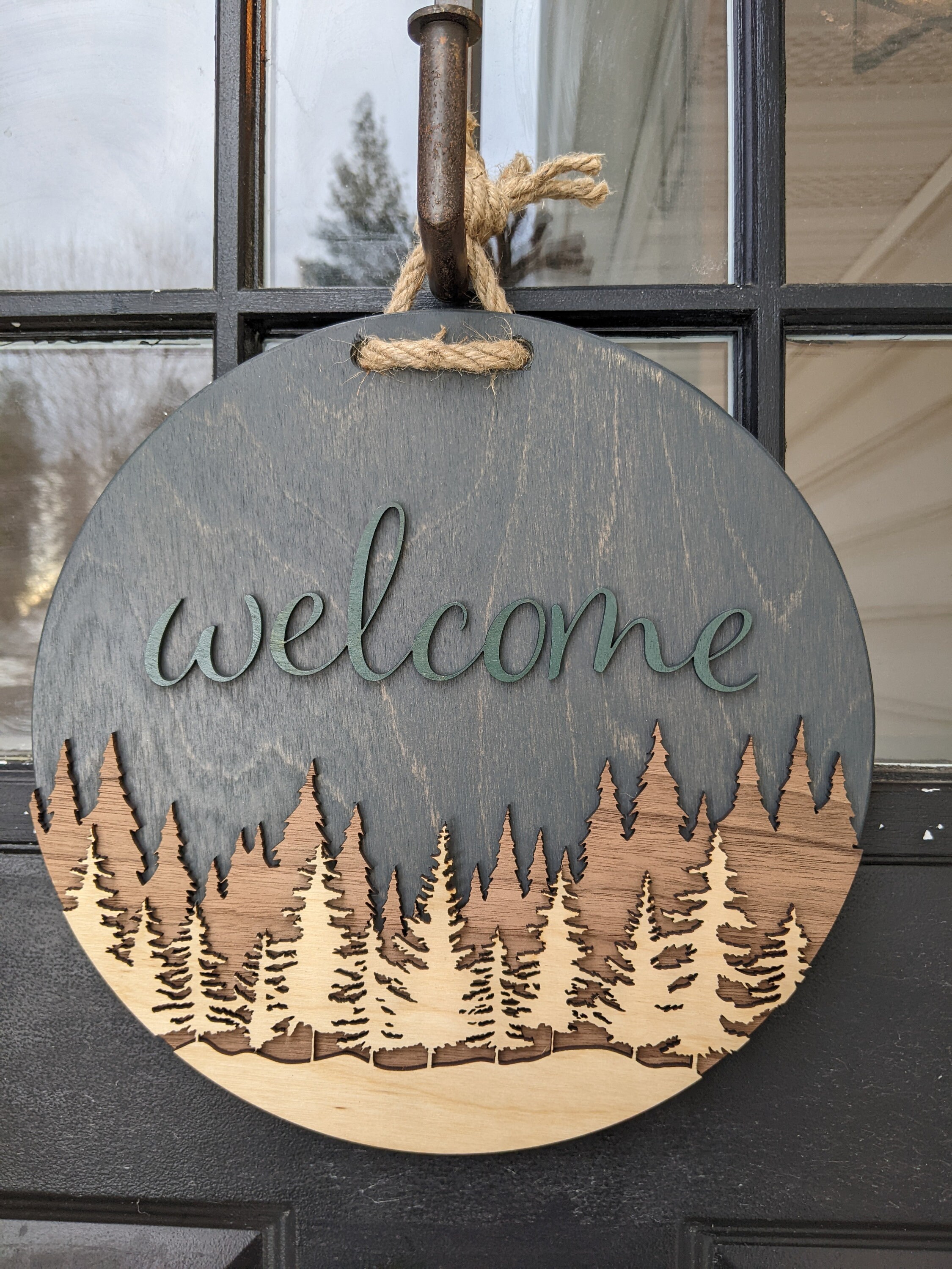 Welcome Sign Forest Sign Round Sign Housewarming Gift Tree - Etsy