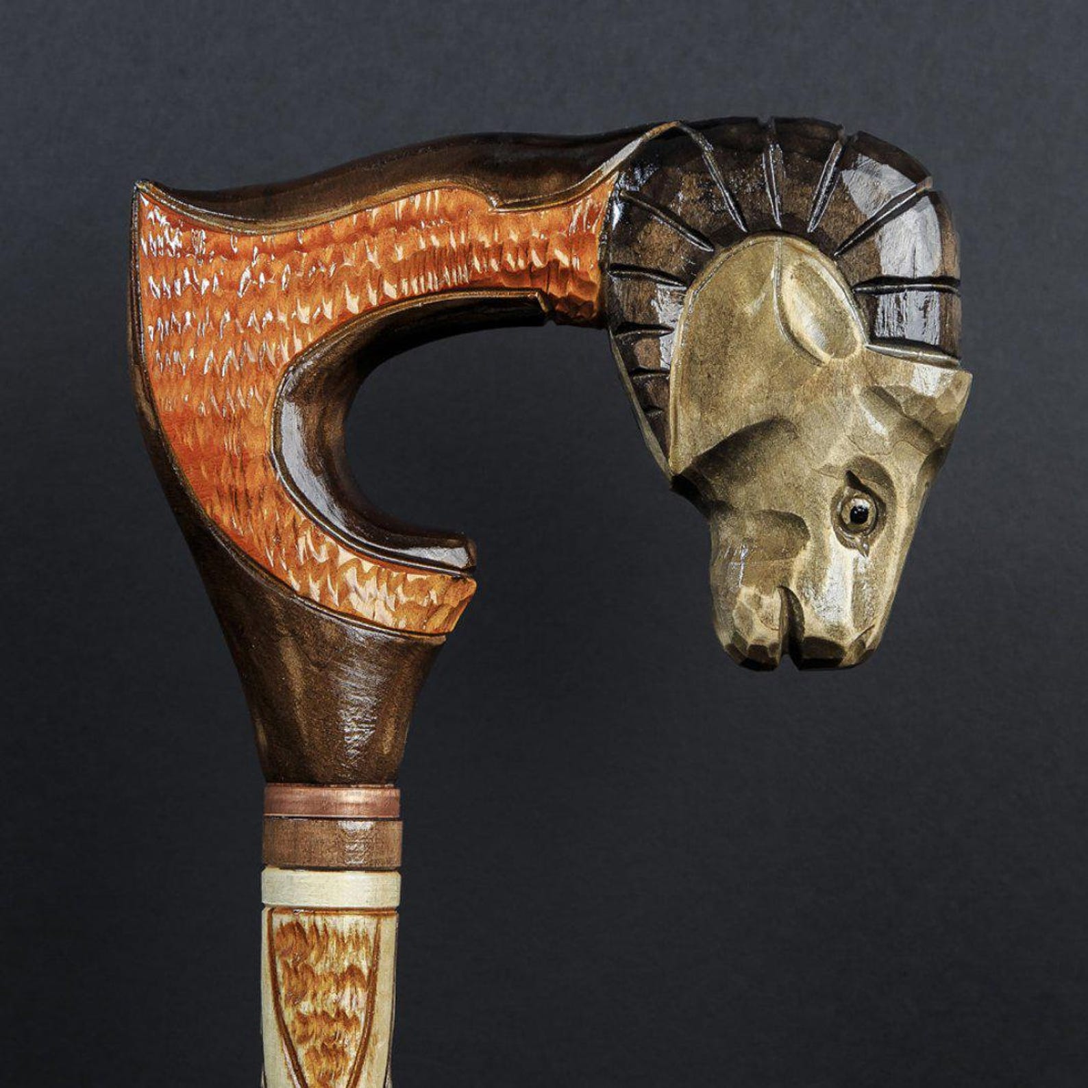 Ram Artisan-crafted Wooden Walking Cane | Beautifully Carved Wooden ...