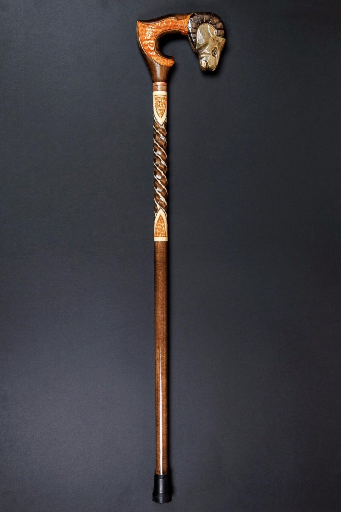 Ram Artisan-crafted Wooden Walking Cane | Beautifully Carved Wooden ...