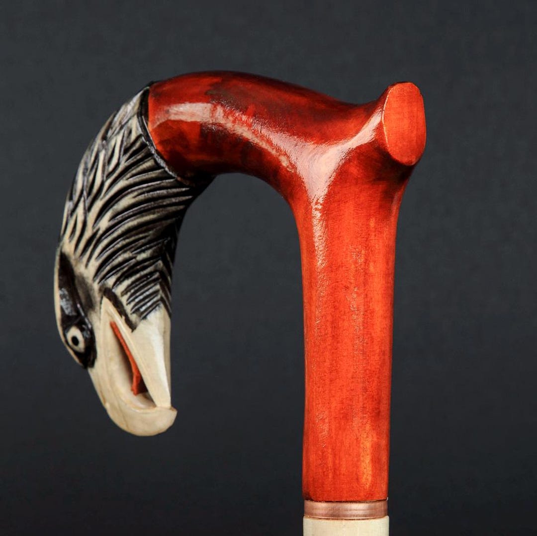 Hawk Walking Cane Elegant Stick Wood Hand Carved - Etsy