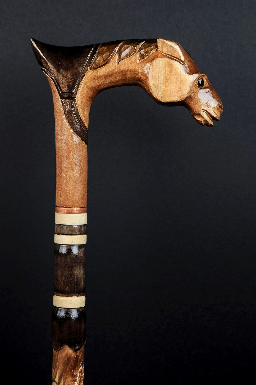 Horse Head Walking Cane – Handmade Wooden Cane – Custom Length ...