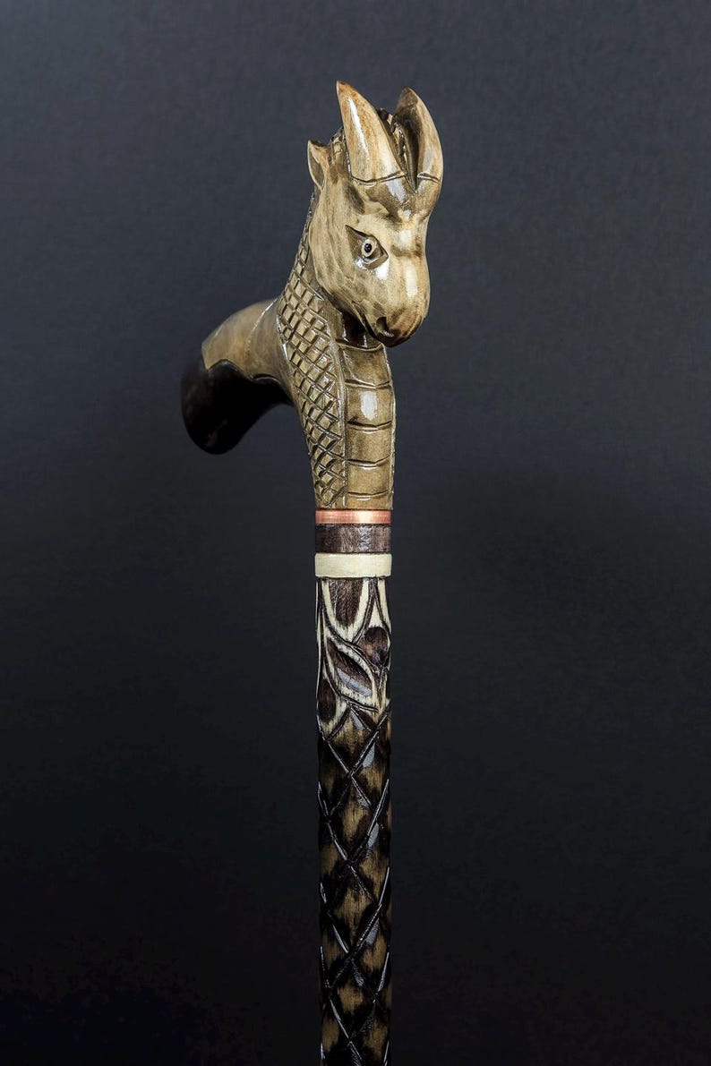 Goat Artisan-crafted Wooden Walking Cane Unique Design for Men and ...