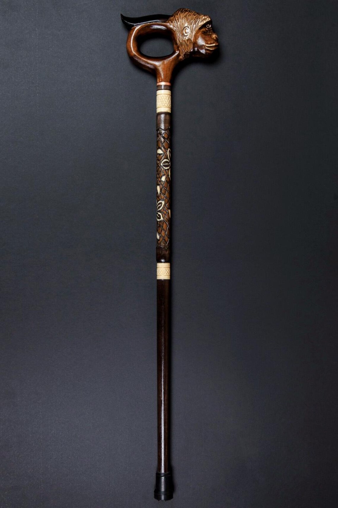 Monkey Design Artisan Crafted Walking Cane | Unique Wooden Stick for ...
