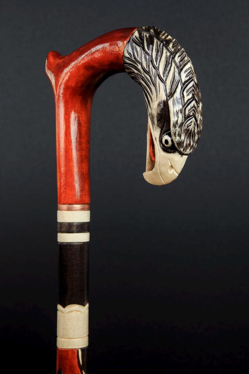 Hawk Walking Cane Elegant Stick Wood Hand Carved - Etsy