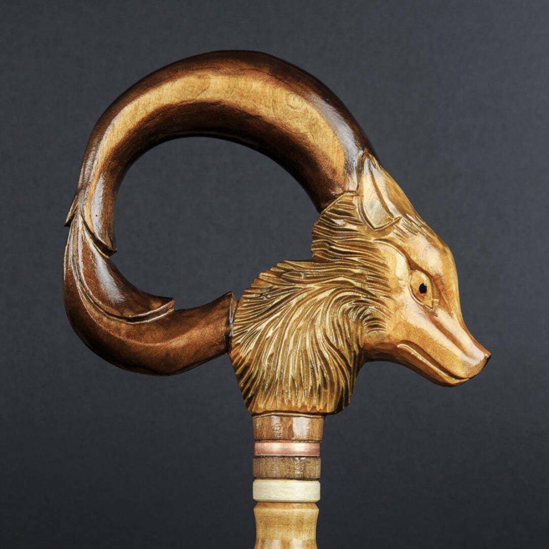 Fox Walking Stick | Hand Carved Wooden Cane | Wildlife Inspired Gift - Etsy