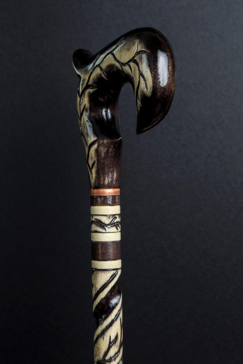 Gothic Fantasy Forest Walking Cane Hand-carved Wooden Walking Stick ...