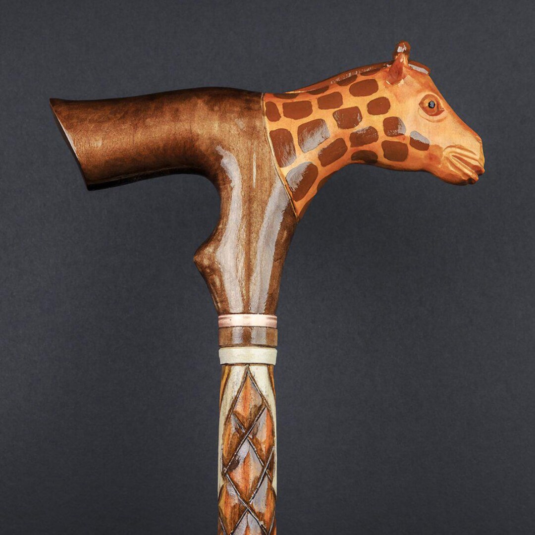 African Giraffe - Walking Cane, Wood Walking Stick, Walking Staff ...
