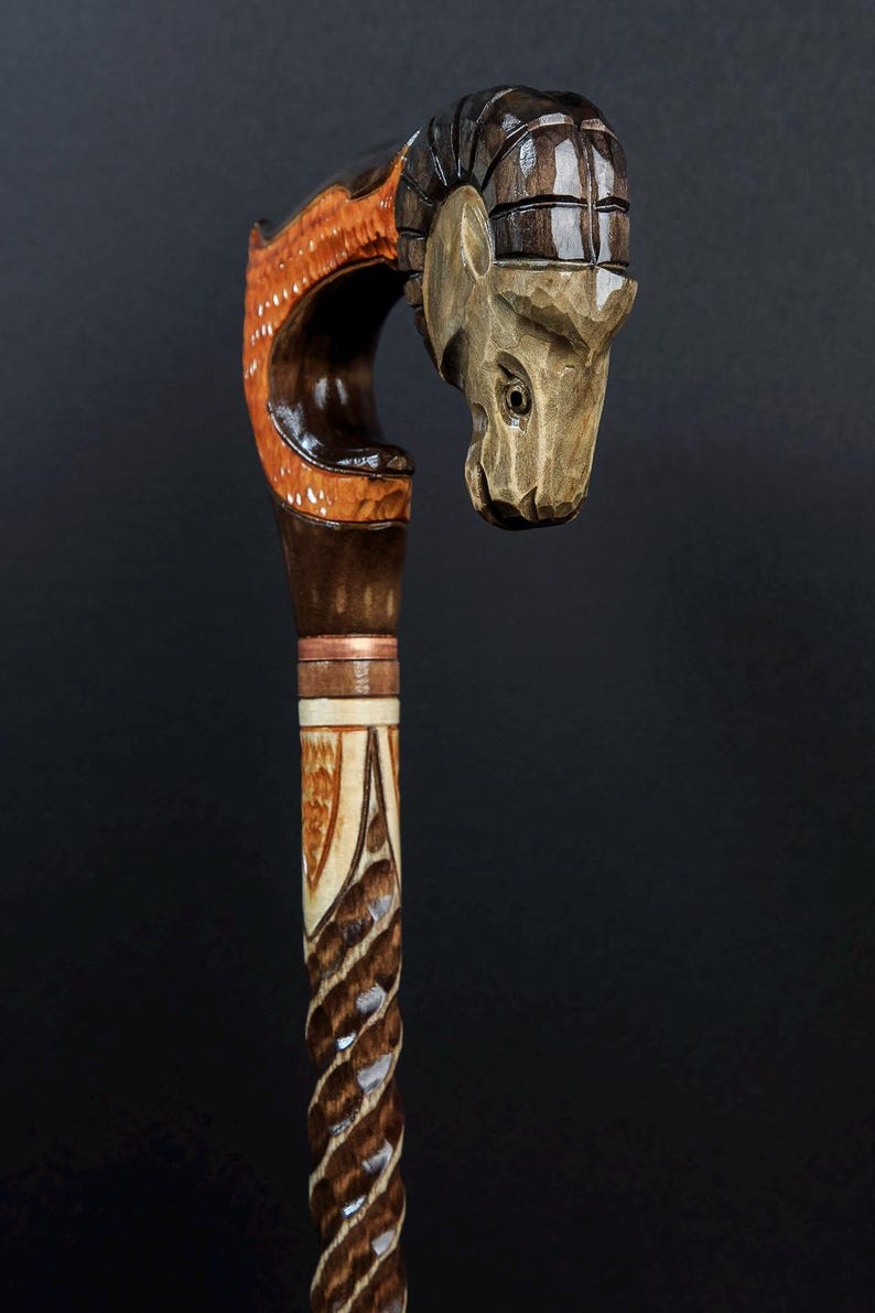 Ram Artisan-crafted Wooden Walking Cane | Beautifully Carved Wooden ...