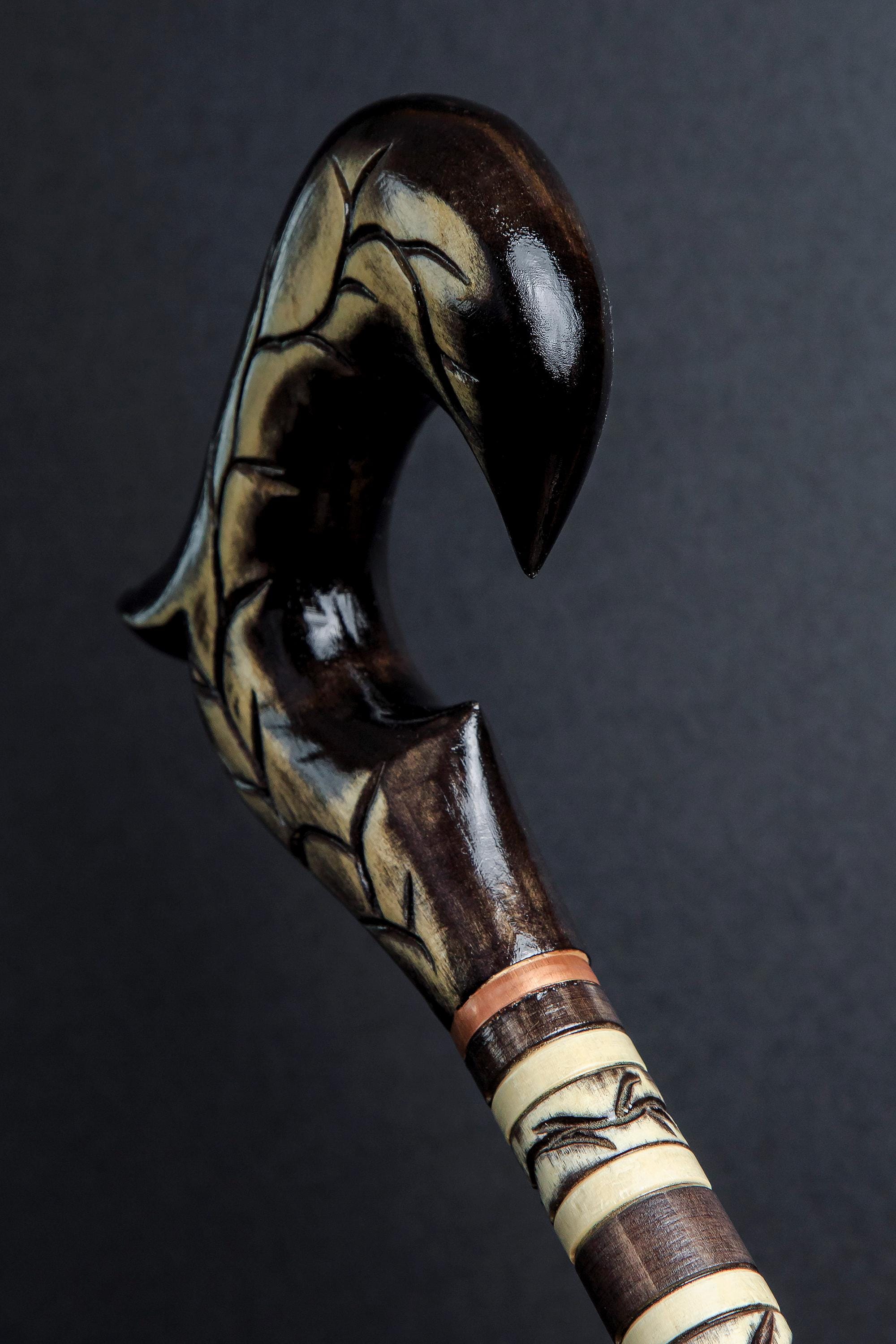 Gothic Fantasy Forest Walking Cane Hand-carved Wooden Walking Stick ...