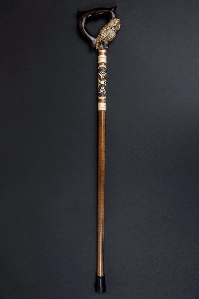 Owl Walking Cane Hand Carved Wooden Stick - Etsy