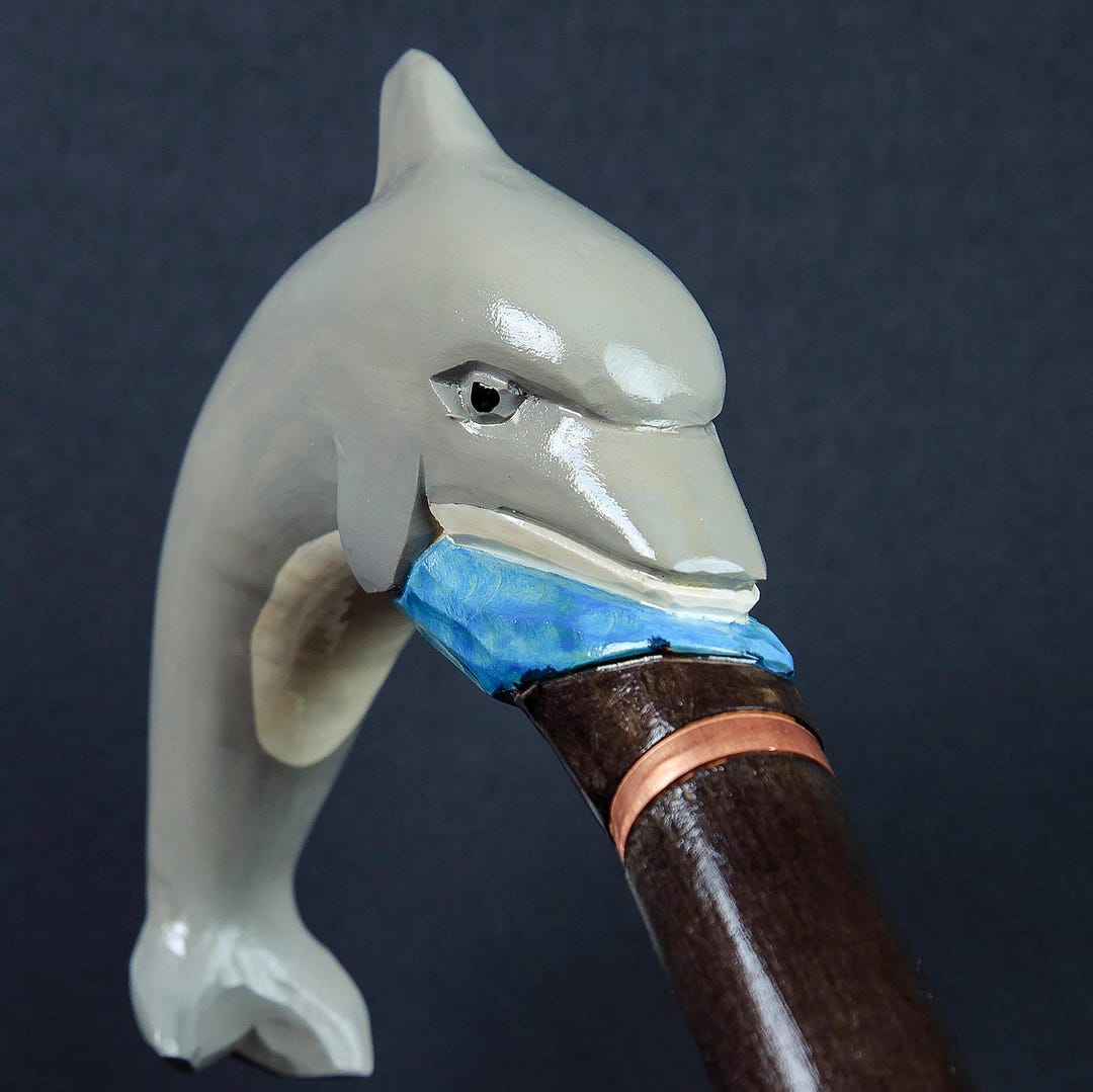Dolphin Walking Cane – Elegant Wooden Cane for Men and Women, Unique ...
