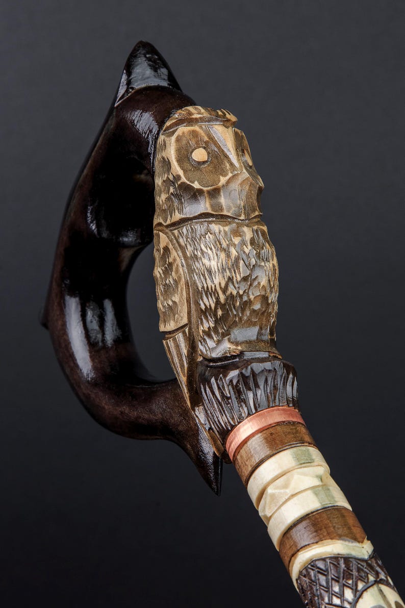 Owl Walking Cane – Wooden Walking Stick for Men Walking Cane for Women ...