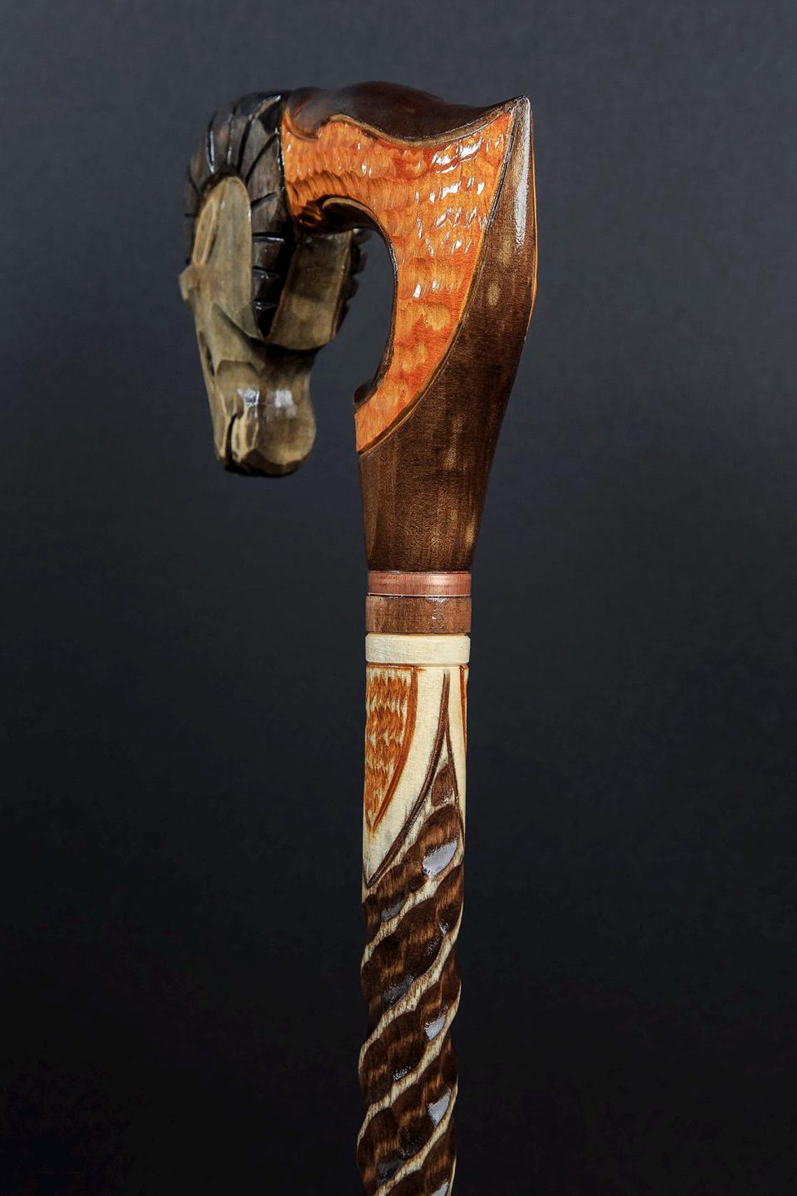 Ram Artisan-crafted Wooden Walking Cane | Beautifully Carved Wooden ...