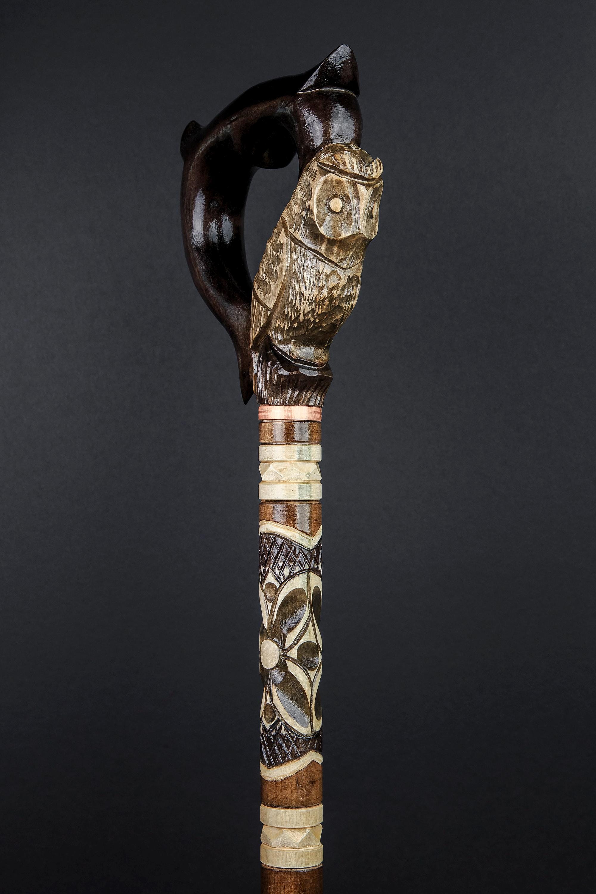 Owl Walking Cane – Wooden Walking Stick for Men Walking Cane for Women ...