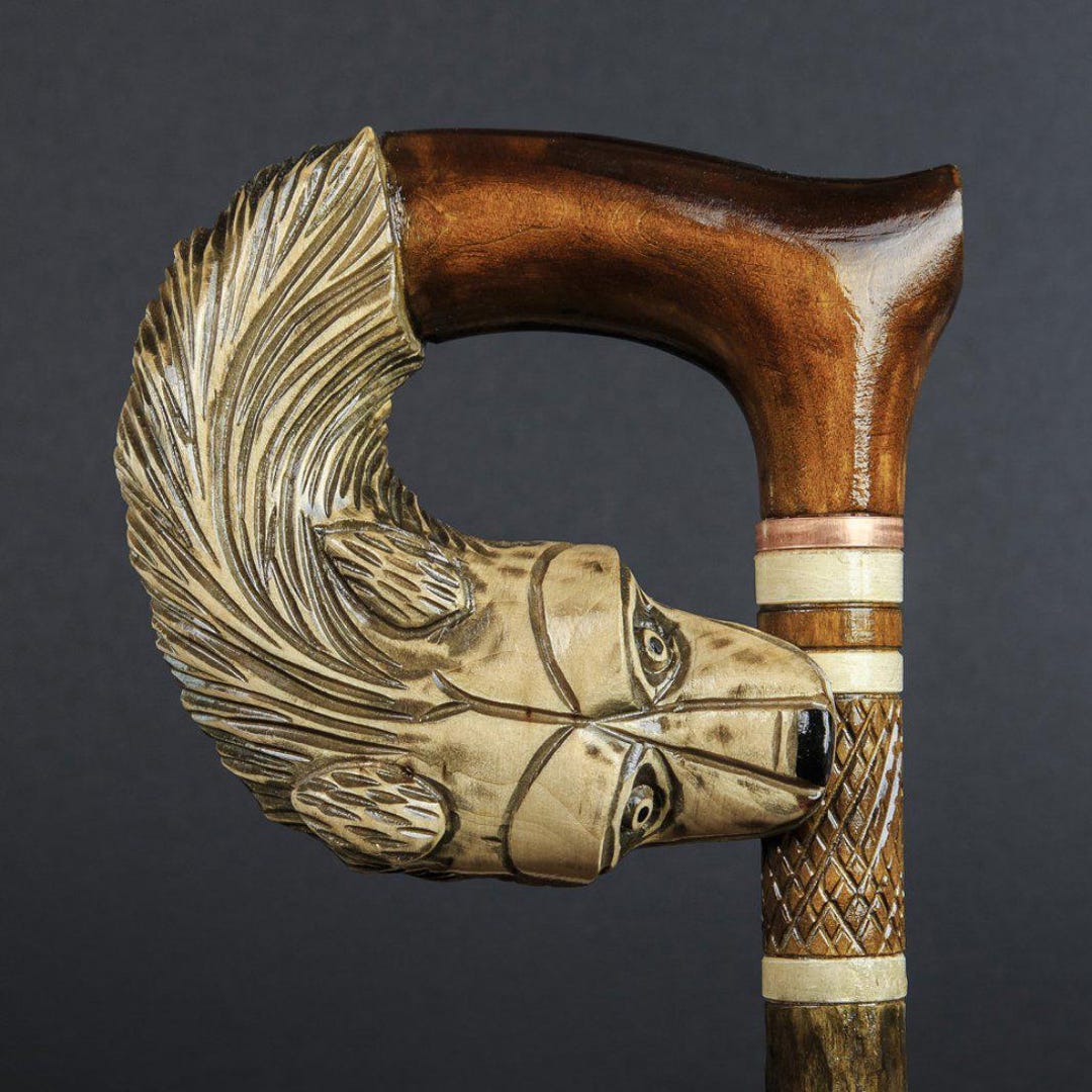 Wolf Walking Stick | Unique Hand Carved Wooden Staff | Animal Lover ...