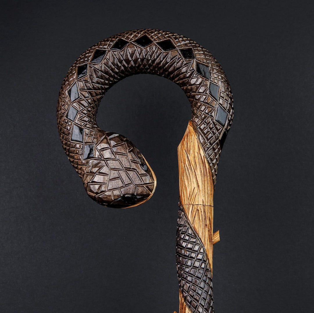 Snake Elegant Carved Walking Cane, Lightweight Wooden Cane for All for ...