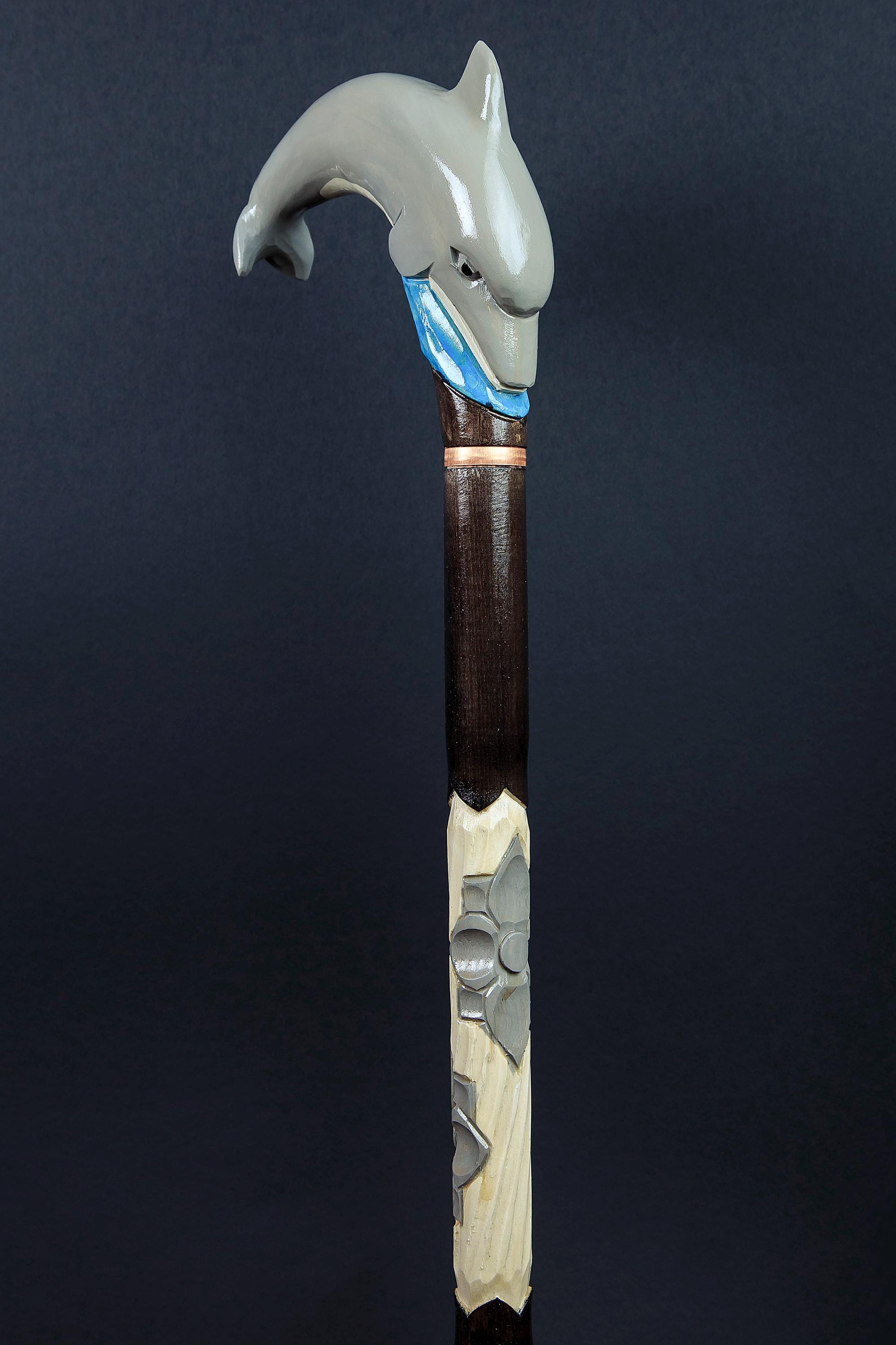Dolphin Walking Cane – Elegant Wooden Cane for Men and Women, Unique ...