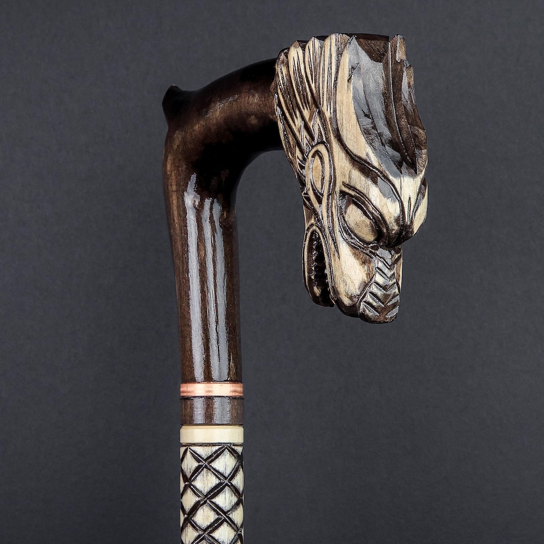Dragon Walking Cane – Hand Carved Wooden Stick for Men Walking Cane for ...