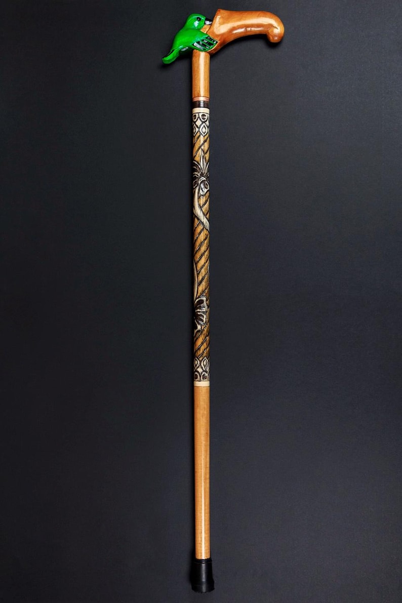 Hummingbird Walking Cane | Hand Carved Wooden Staff | Nature Inspired ...