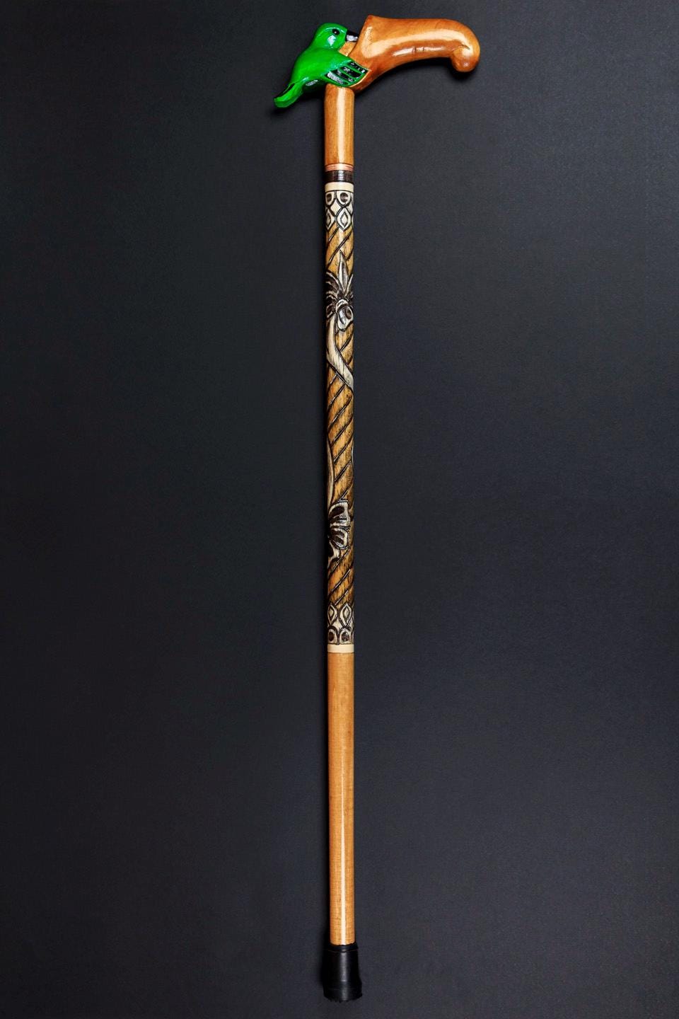 Hummingbird Walking Cane | Hand Carved Wooden Staff | Nature Inspired ...