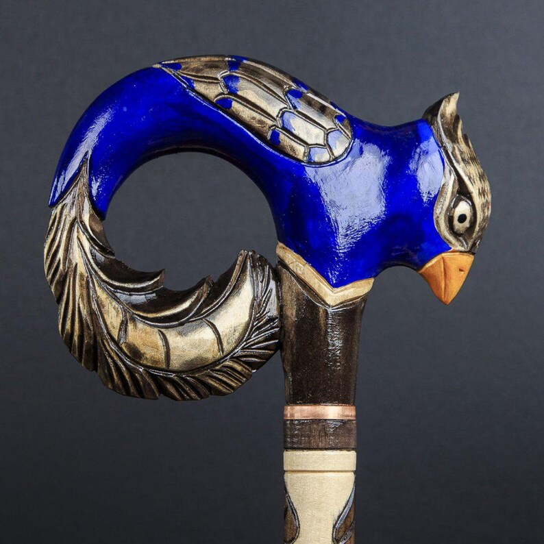 Peacock Artisan-crafted Wooden Walking Cane Unique Design for Men and ...