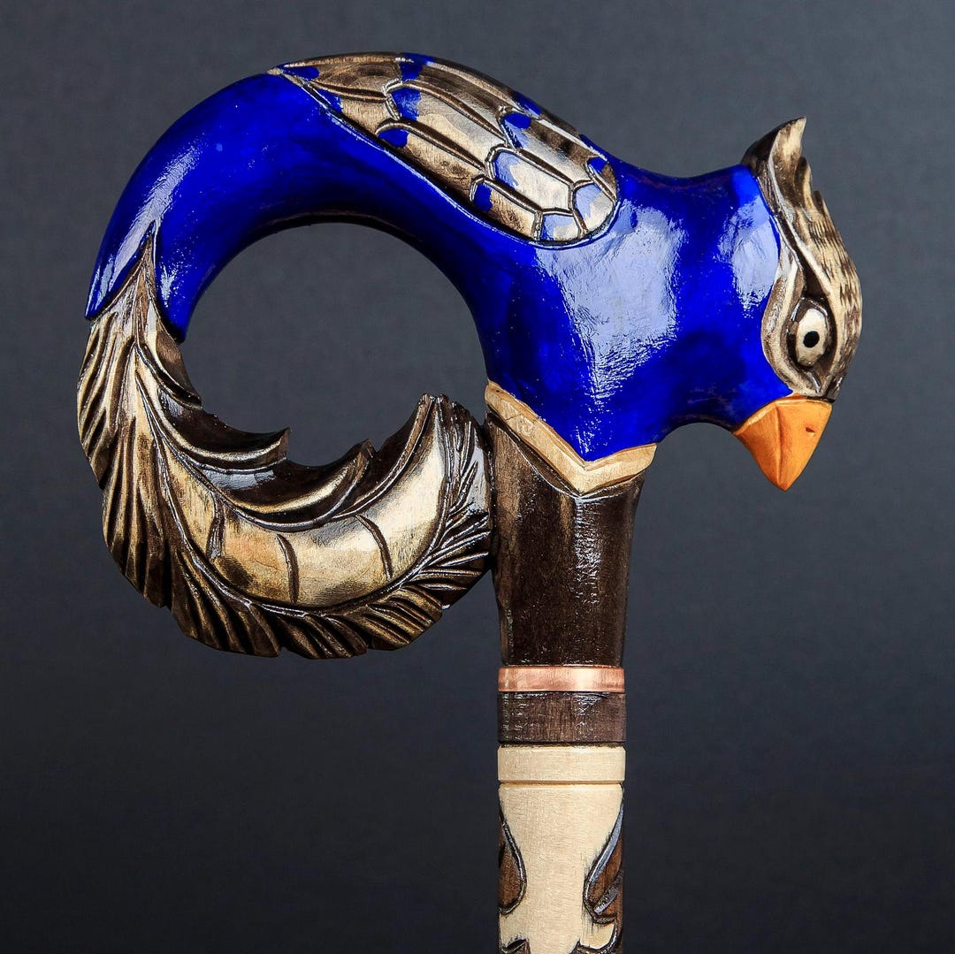 Peacock Artisan Wooden Walking Cane | Walking Stick Unique Design for ...