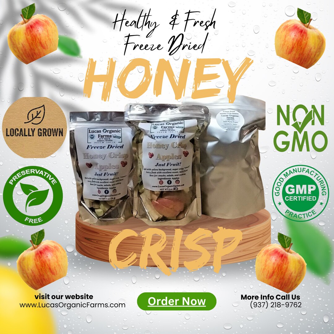 Freeze Dried Honey Crisp Apple Slices in Mylar Bag FREE SHIPPING on ...