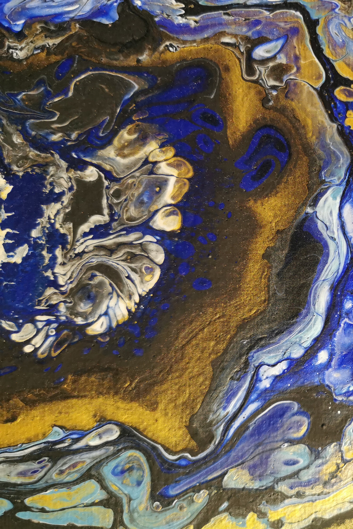 Abstrakte Malerei Acryl Pouring "Gold-Blau-Weiss" - Etsy.de