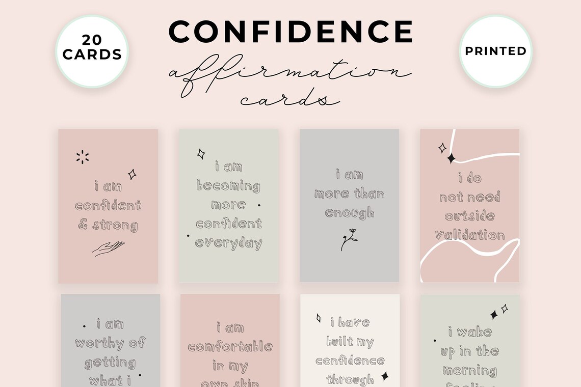 Confidence Affirmation Cards Positive Daily Affirmation | Etsy
