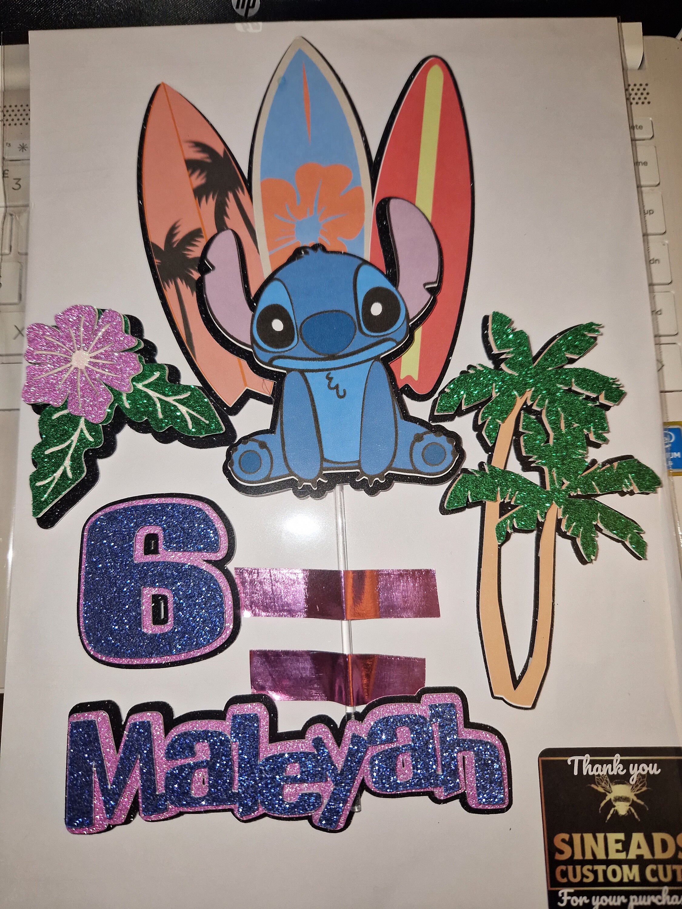 Surfboard Stitch Cake Topper - Etsy