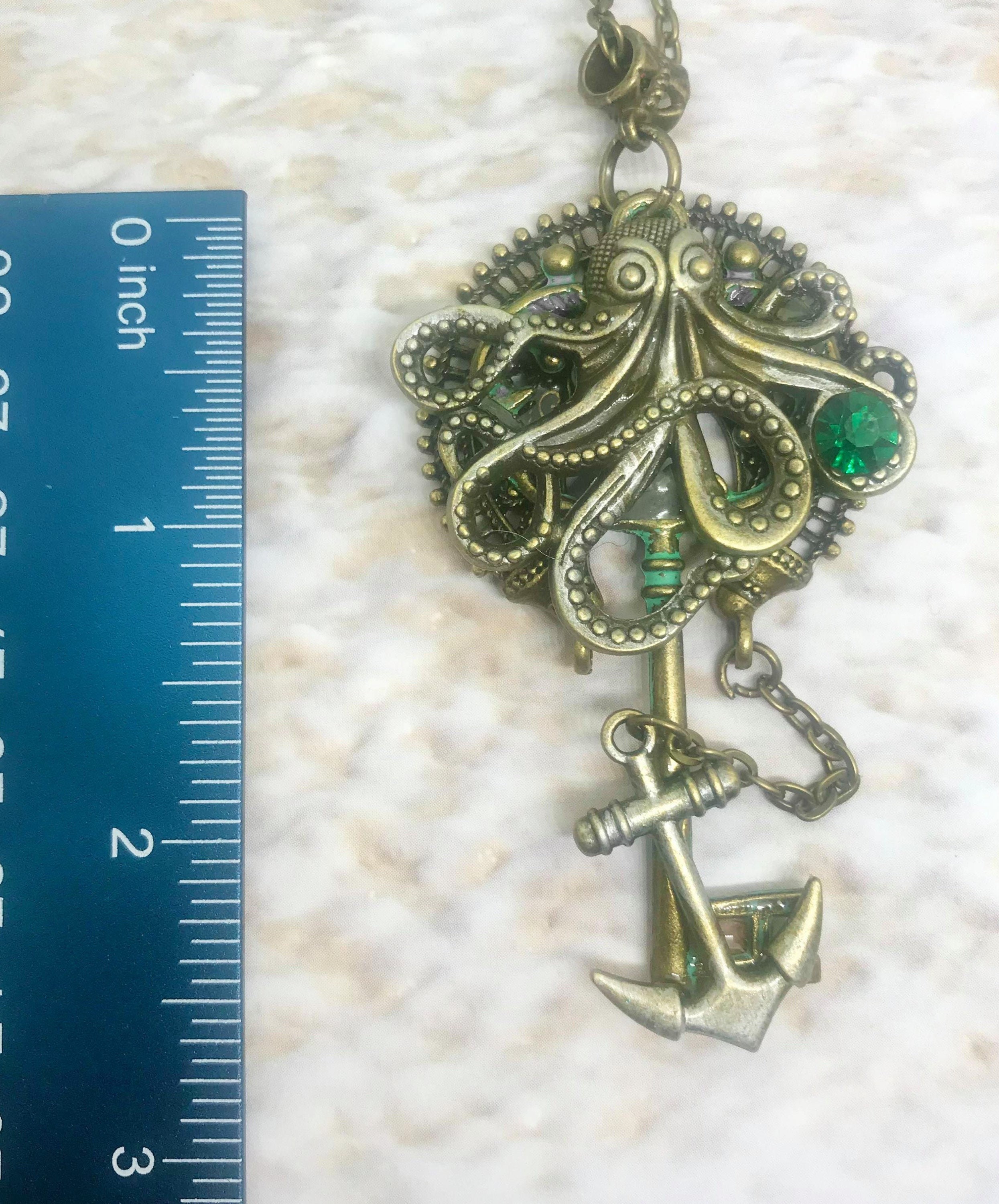 Octopus Kraken Necklace, Skeleton Key Necklace With Large Swarovski ...