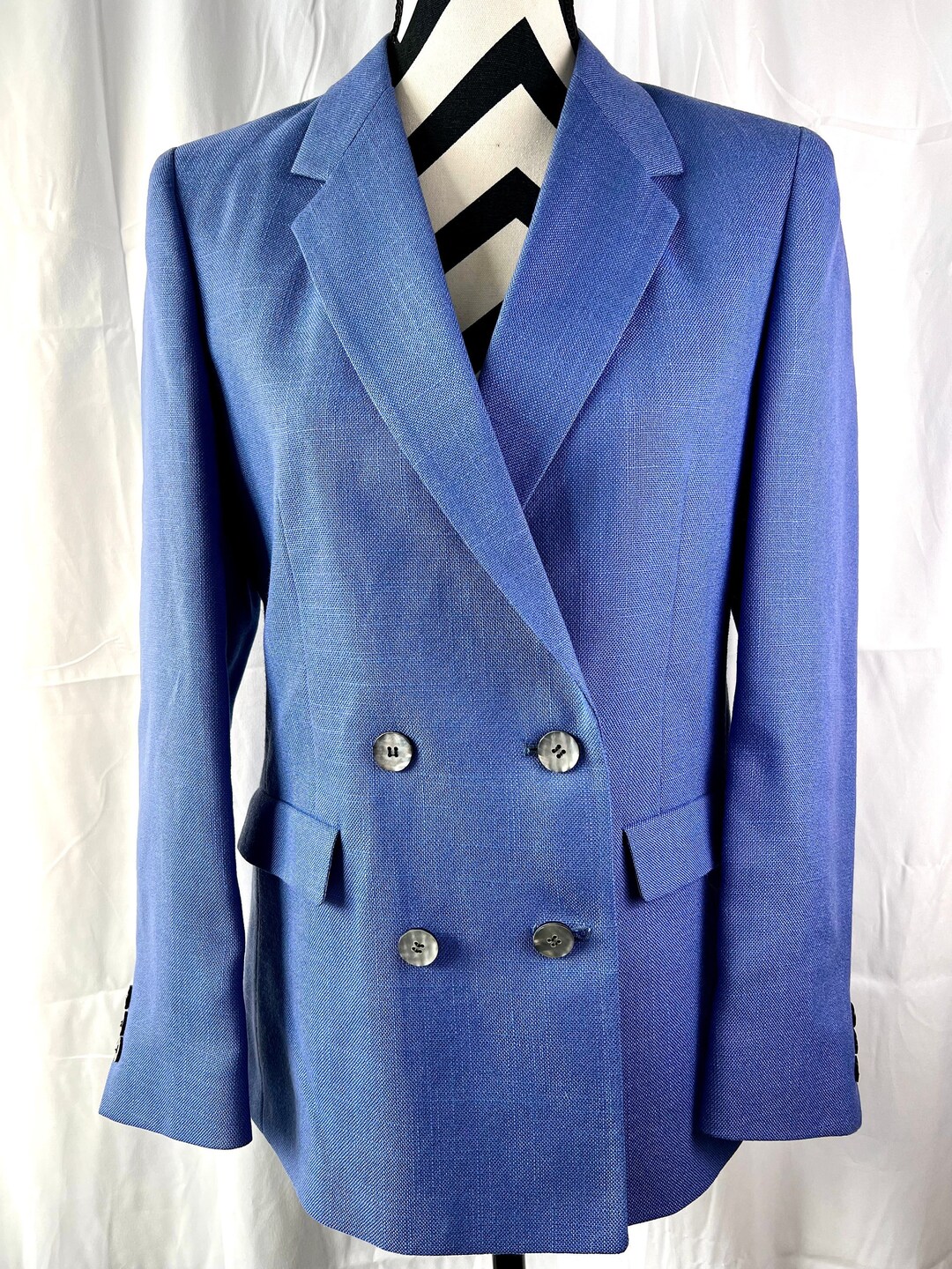 Womens M Jos. A. Bank Vintage Purple Periwinkle Double Breasted Blazer Jacket Medium Suit Coat ...