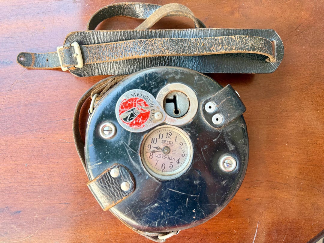 Vintage Detex Guardsman Watchman Clock With Leather Case Security ...