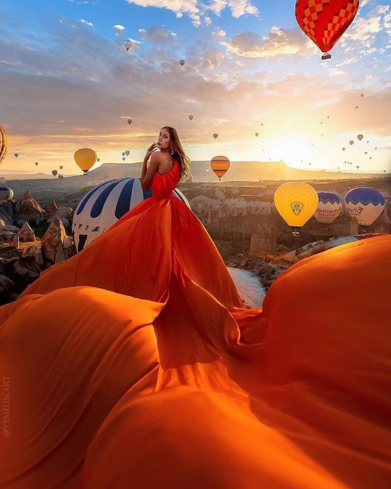 Santorini Flying Dress Long Flying Dresses Flying Dress for Photoshoot ...