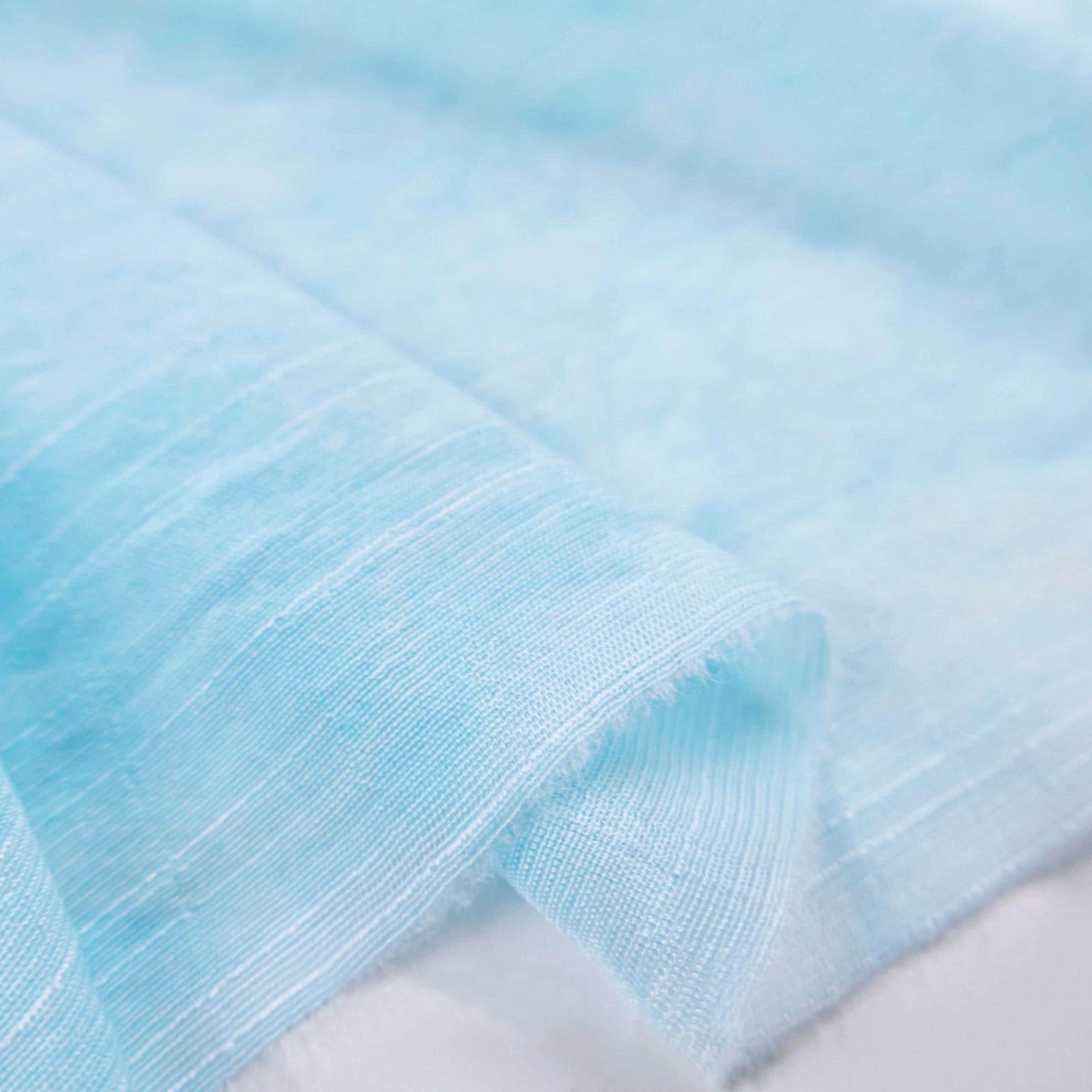 Handwoven Sky Blue Cotton Linen Fabric: Cloud Tie Dye, 154cm Semi-sheer ...