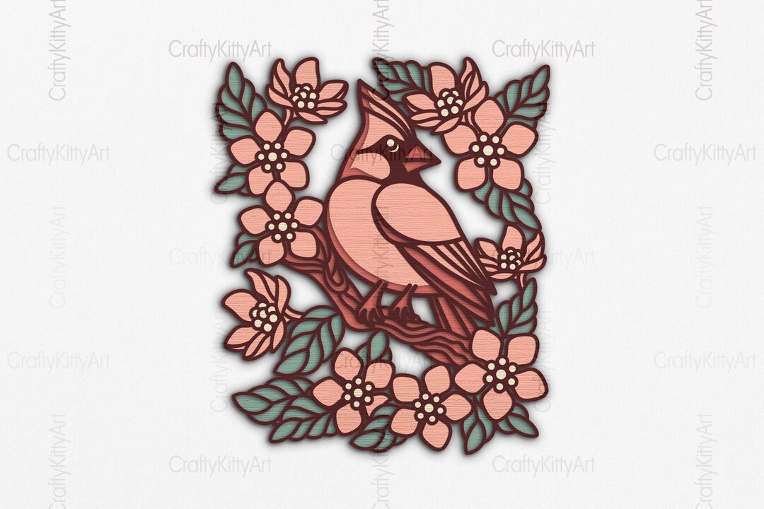 Cardinal Bird 3d Svg. Digital SVG PNG DXF Files for Paper, Plywood ...