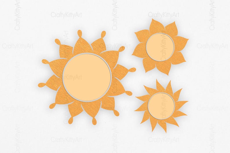 Paquete de imágenes prediseñadas de sol en 3D SVG, PNG, DXF, para ...