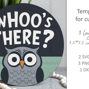 Cute Owl Welcome Sign Svg. 3D Who's There Funny Door Hanger Svg. SVG ...