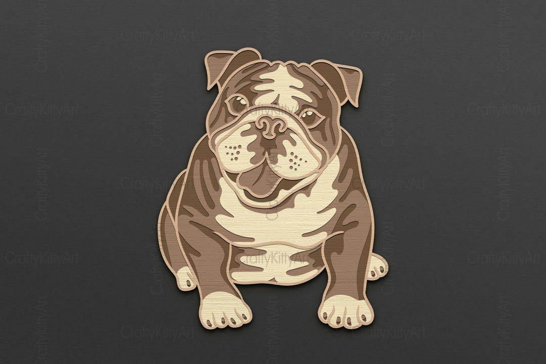 English Bulldog Laser Svg. 3d Multilayer Laser Cut. Layer SVG PNG DXF ...