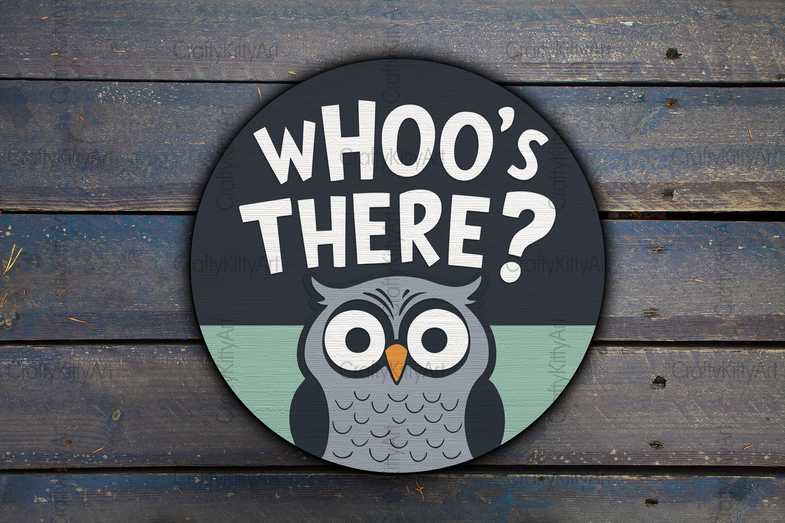 Cute Owl Welcome Sign Svg. 3D Who's There Funny Door Hanger Svg. SVG ...