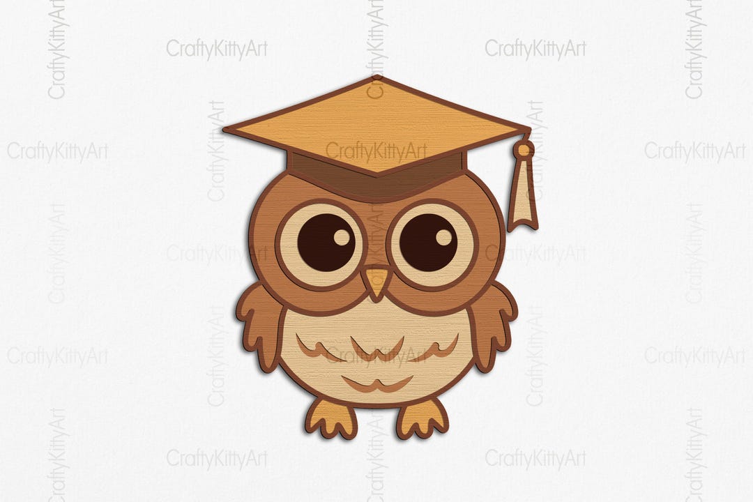 Graduation Owl 3d Svg. Layer SVG PNG DXF for Paper Cut, Laser Cut ...
