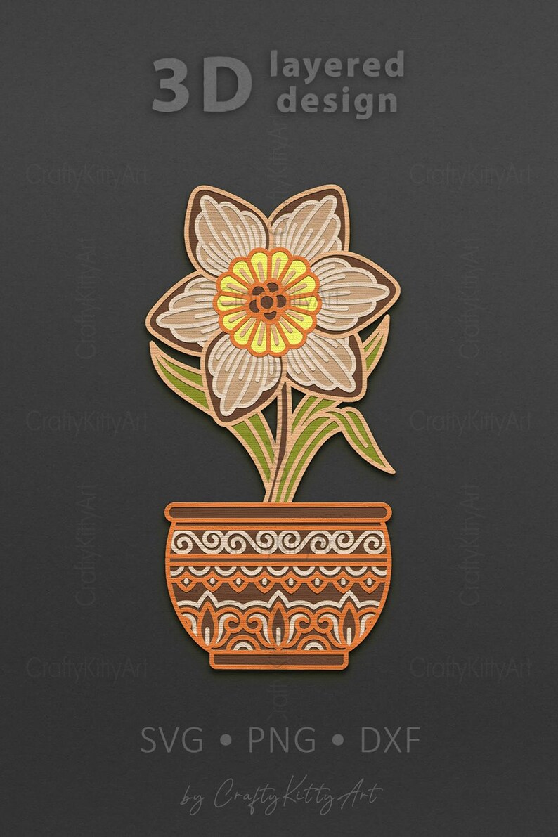 Daffodil Laser Svg. 3d Multilayer Laser Cut. Layer SVG PNG DXF Files ...