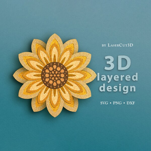 Laser Cut 3d Sunflower Etsy