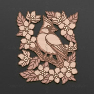 Cardinal Bird 3d Svg. Digital SVG PNG DXF Files for Paper, Plywood ...