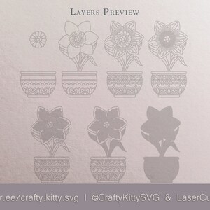 Daffodil Flower 3d Svg Layer SVG PNG DXF for Paper Cut, Laser Cut ...