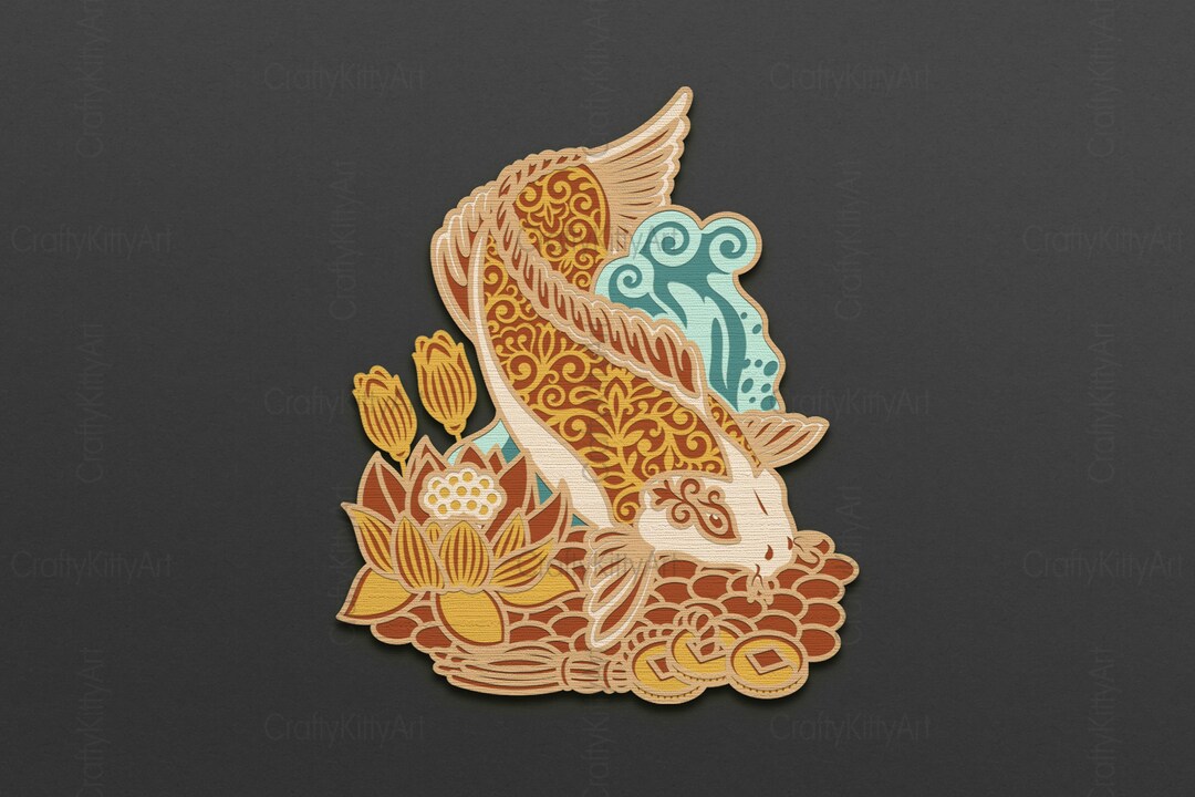 Koi Fish Laser Svg. 3d Multilayer Laser Cut. Layer SVG PNG DXF Files ...